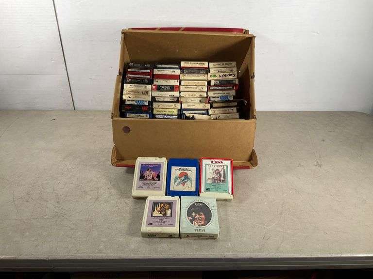 Vintage Collection of 8-Track Tapes Featuring Various Artists and ...