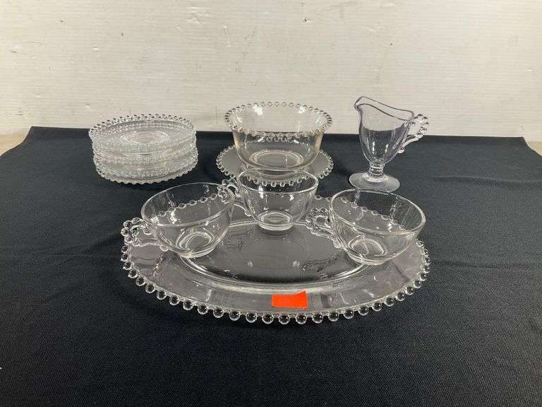 14-Piece Candlewick Glassware Set with Beaded Detail - Hash Auctions