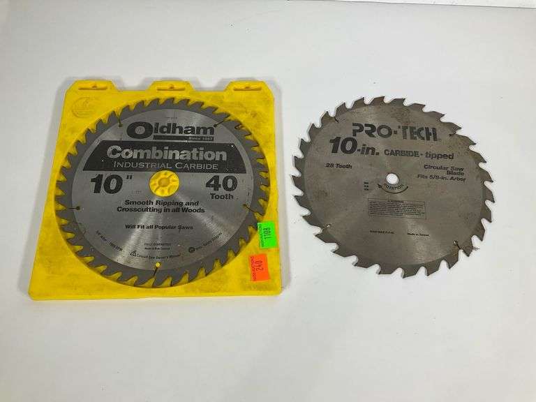 Two 10-Inch Circular Saw Blades, Oldham and Pro-Tech - Hash Auctions