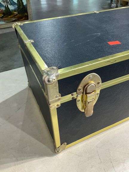 Black Storage Trunk with Gold-Tone Metal Hardware, 30x16x12.5 - Hash ...