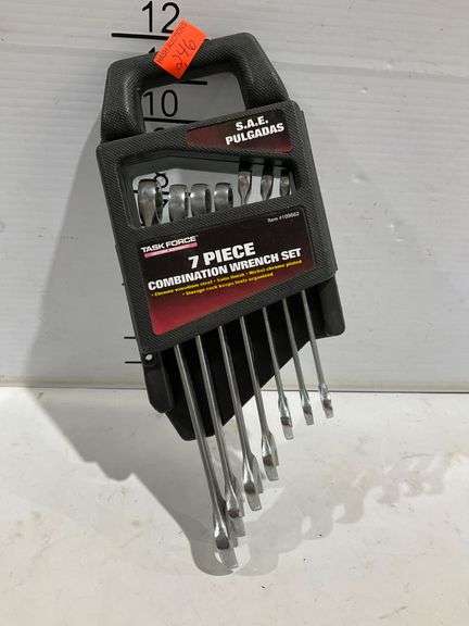 Task Force 7-Piece Combination Wrench Set with Storage Rack - Hash Auctions