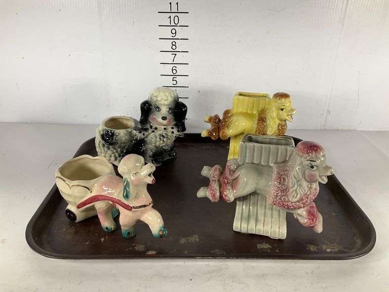 Four Ceramic Poodle-Themed Planters - Hash Auctions