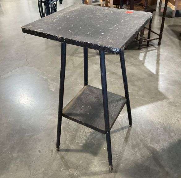 Black Rectangular Side Table with Shelf, Loose Joints - Hash Auctions