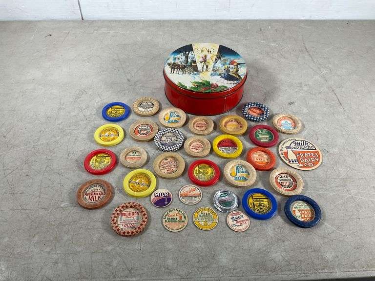 Vintage Milk Bottle Caps and Decorative Tin From George Rotenberry ...