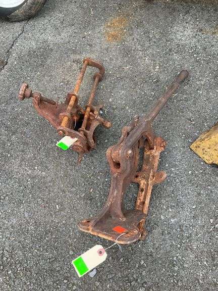 Two Vintage Cast Iron Farm Jacks - Hash Auctions