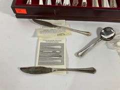 Silver-Plated Oneida Flatware Set with Storage Box and Assorted Serving ...