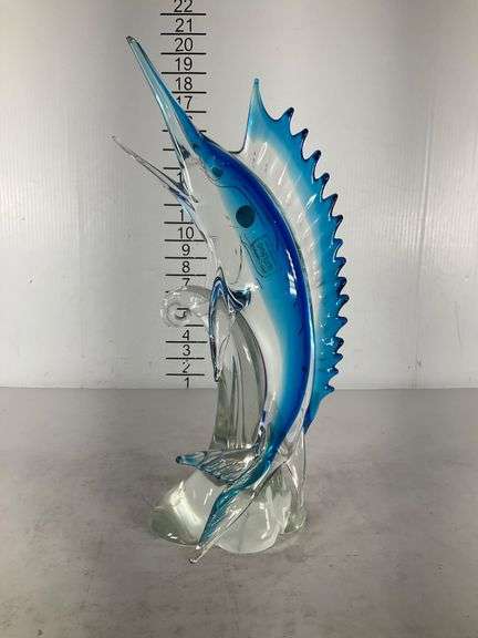 Murano Italia Collection Glass Swordfish Sculpture in Blue and Clear ...
