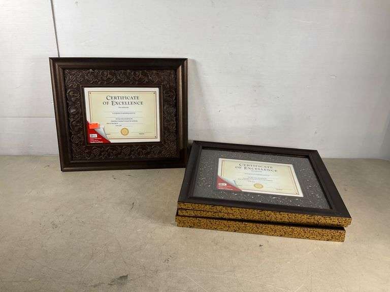 5 Certificate Frames with Decorative Border - Hash Auctions