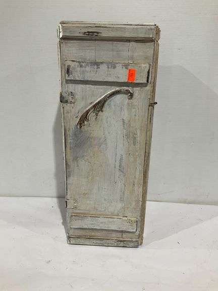 Whitewashed Wooden Wall Cabinet with Shelves and Hinged Door - Hash ...