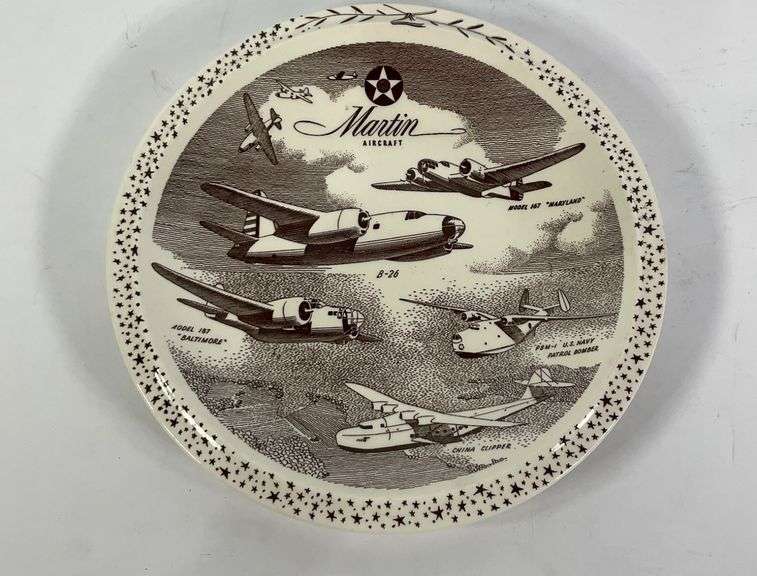 Vernon Kilns Martin Aircraft Plate for Hecht Brothers, Baltimore - Hash ...