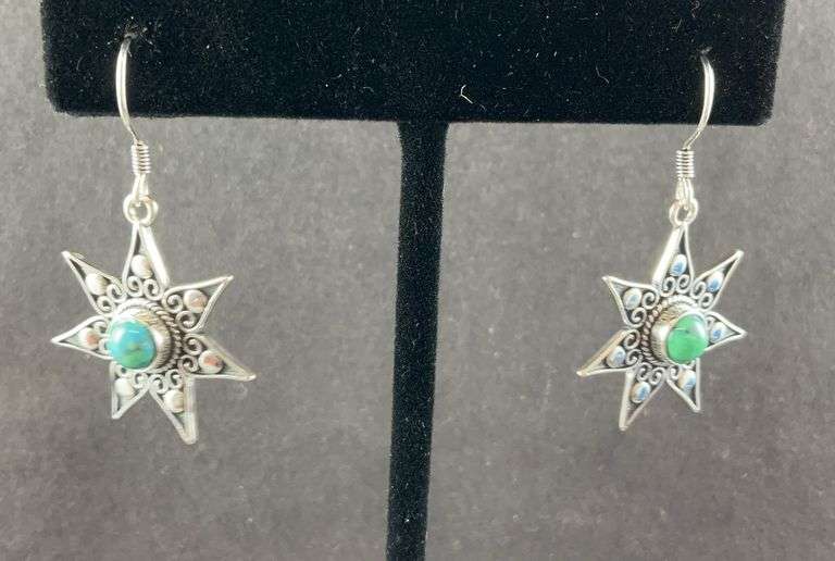 Sterling silver star earrings - Hash Auctions