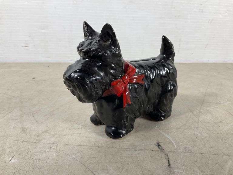 Black Ceramic Scottie Dog Mini Coin Bank Without Stopper From George Rotenberry Estate - Hash ...
