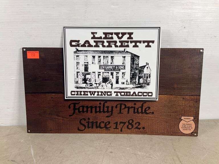 Levi Garrett Chewing Tobacco Metal Sign, 18.5×11.5″ - Hash Auctions