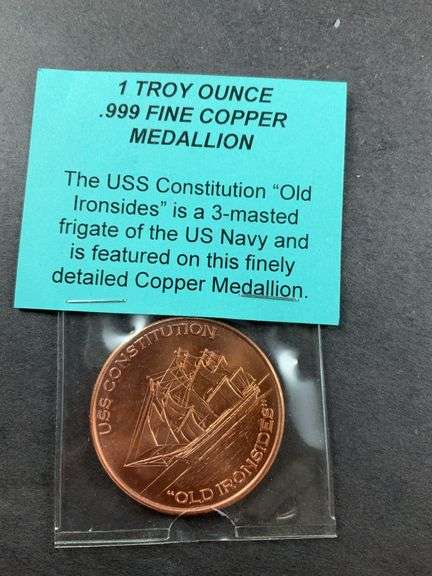 1 Troy ounce .999 fine copper medallion - Hash Auctions