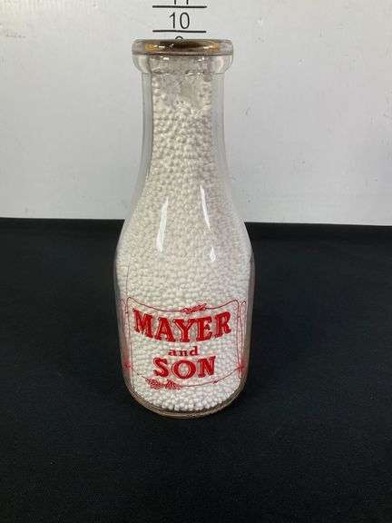 Clear Quart Glass Milk Bottle With Mayer and Son Ashton Dairy Logo ...