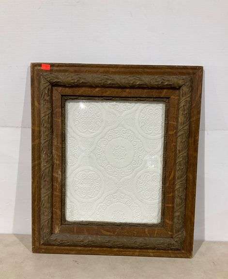 Glass Frame with Embossed Paper Sheet, In Carved Wood Trim, 26×30 ...