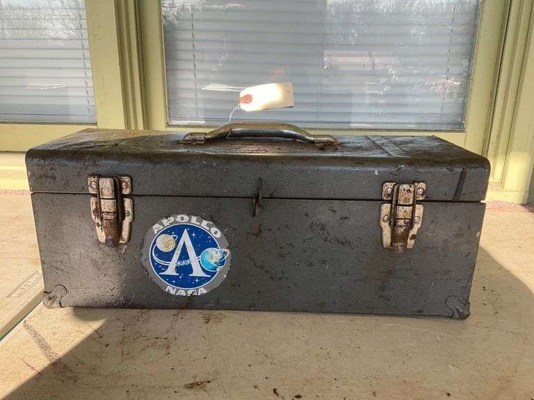 Metal Tool Box With Apollo NASA Logo and Assorted Hand Tools - Hash ...