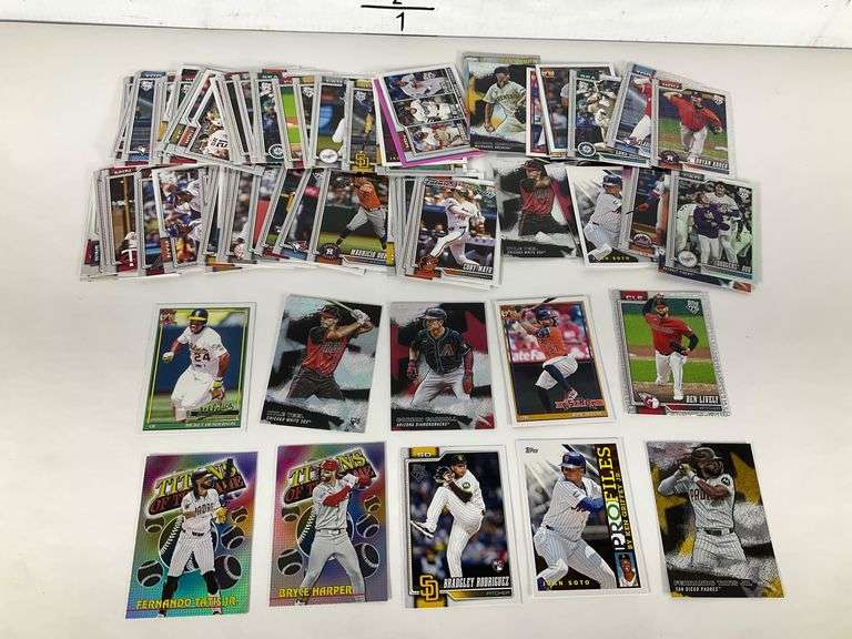 Baseball Trading Cards Featuring Various MLB Players - Hash Auctions