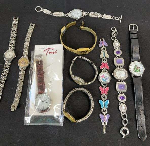 10 wrist watches, Oleg Cassini, Premier Designs, Toni, and unmarked ...