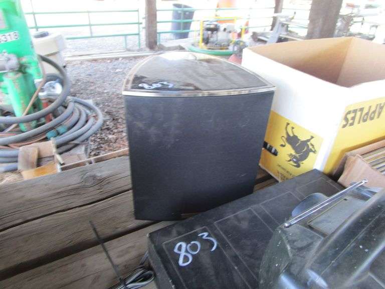 DVD PLAYER, SUB SPEAKER, 2 BOXES MISC - Heaverlo Northwest Auctions