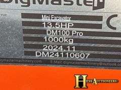 2025 DIGMASTER DM100 PRO MINI COMPACT EXCAVATOR - Hess Auctioneers