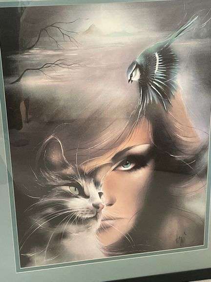 "Cat Bird Woman" Framed Print - Halfhill Auction Group