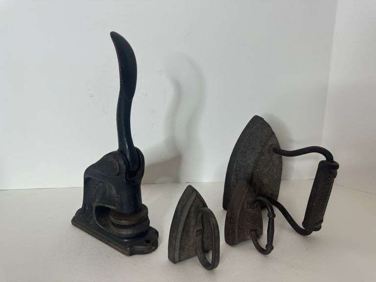 Cast Iron Embossing Stamp & Vintage Irons - Halfhill Auction Group