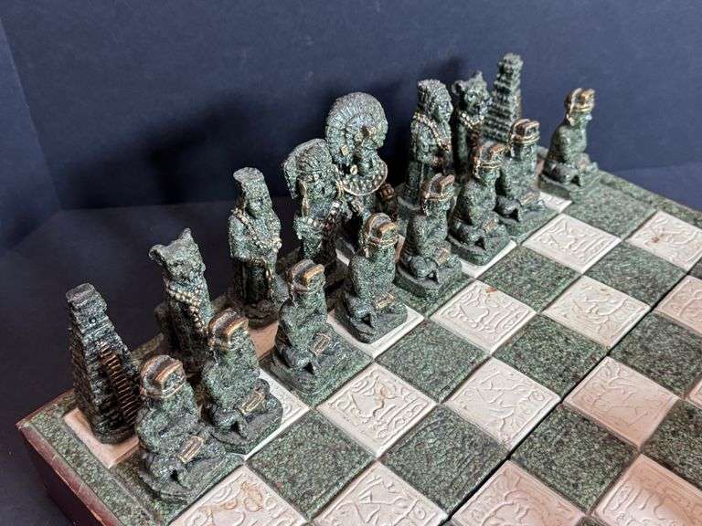 Aztec Themed Chess Set - Halfhill Auction Group