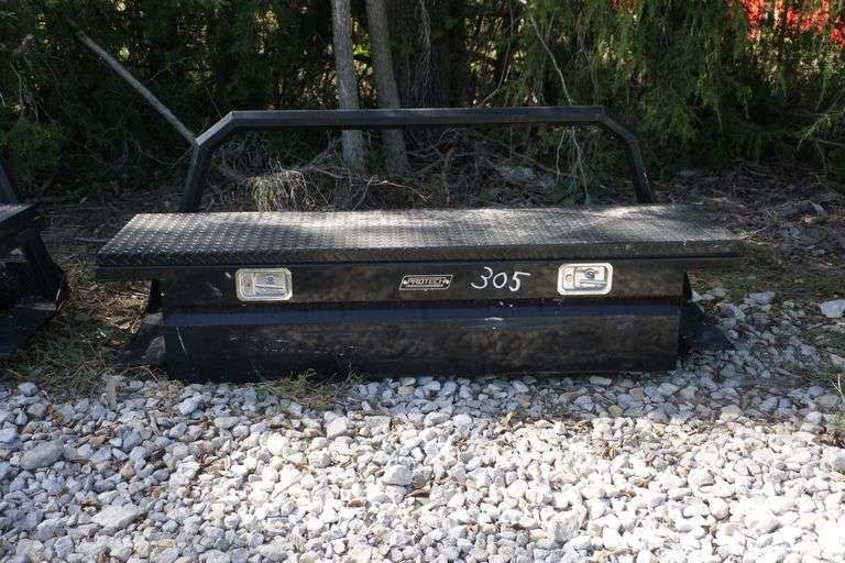 Protech Pick up bed Tool Box with Back Rack - Hiatt Auction LLC