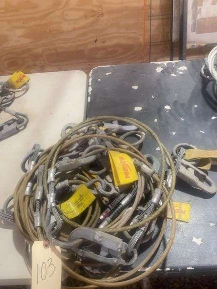 Ten 6 ft Galvanized Cable Chokers: Vinyl coated - Hiatt Auction LLC