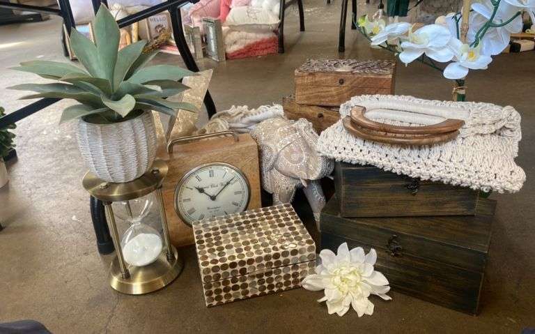 Clock, Decorative Boxes, Hour Glass, and More - H.K. Keller