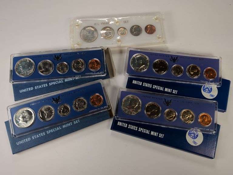 1964 Proof Coin Set, Two 1966 and Two 1967 Special Mint Sets - H.K. Keller