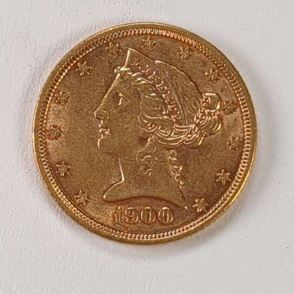 Gold 1900 Liberty Head 5 Dollar Coin - H.K. Keller