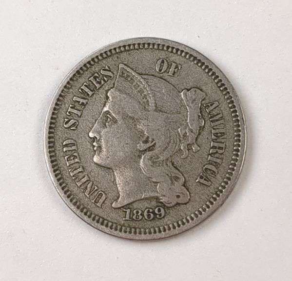 1869 Three Cent Nickel Coin - H.K. Keller