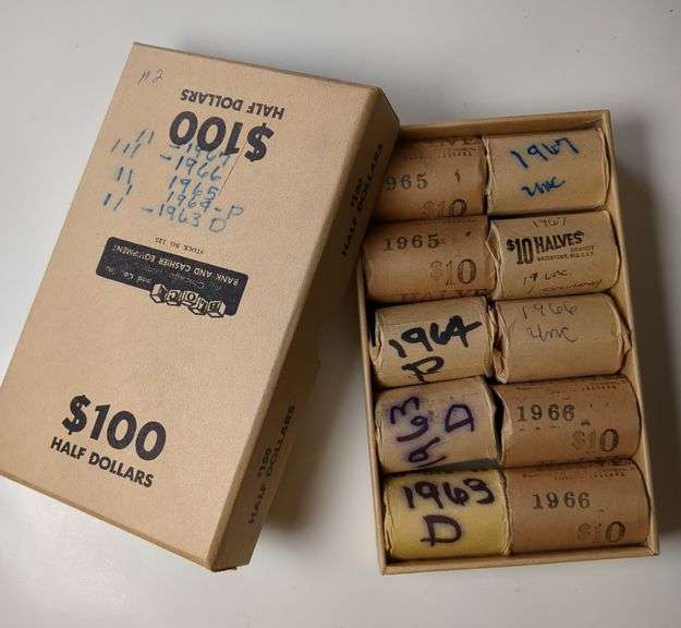 200 Rolled Half Dollar Coins - 1963 to 1967 - H.K. Keller