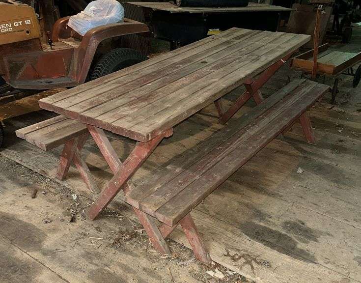 Wooden Picnic Table and 2 Benches - H.K. Keller