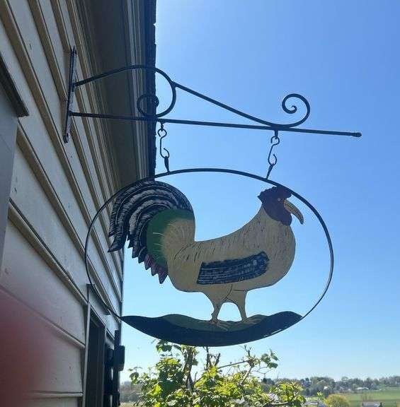 Hanging Rooster Sign with Bracket - H.K. Keller