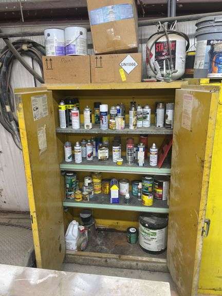 Liquids, Paints, Solvents and Contents in and on Cabinet - H.K. Keller