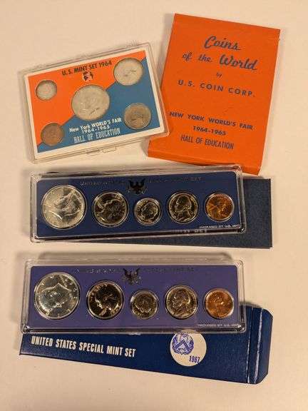 U.S. Mint 1964 World's Fair Coin Set plus 1966 and 1967 Special Mint ...