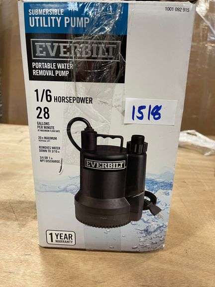 [Retail: $53.53] - Everbilt 1/6 HP Plastic Submersible Utility Pump ...