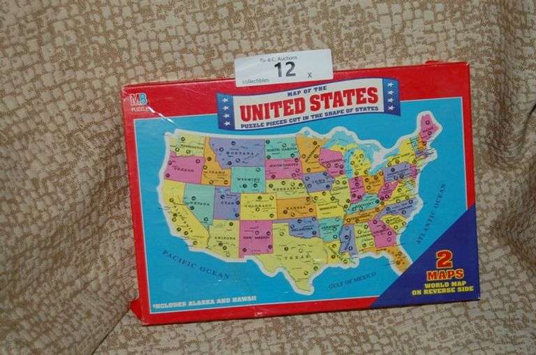 1993 MB Map Of The United States & World Map On Reverse Puzzle Complete ...