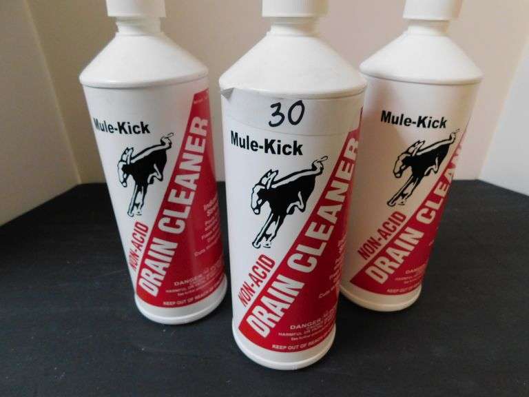 MULE-KICK NON-ACID DRAIN CLEANER- INDUSTRIAL STRENGTH POURS THROUGH ...