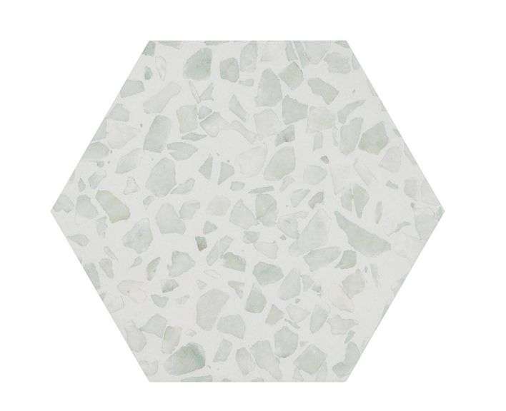 Fusion Hex Green Terrazzo 9.13 In. X 10.51 In. Matte Porcelain Floor ...