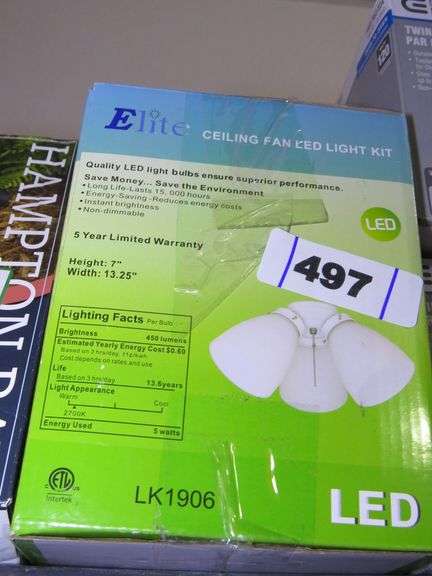 ELITE CEILING FAN LED LIGHT KIT - Dallas Online Auction Company