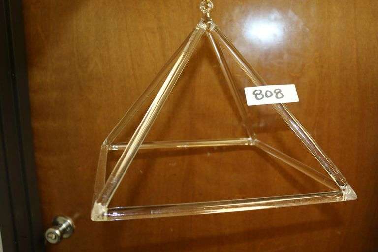 HANGING 4 SIDED PYRAMID OUTLINE MADE OF TRANSLUCENT GLASS (SEE PHOTO ...