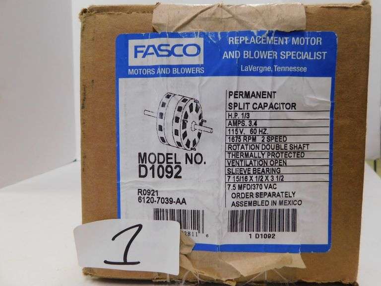 FASCO REPLACEMENT PERMANENT SPLIT CAPACITOR BLOWER REPLACEMENT MODEL ...