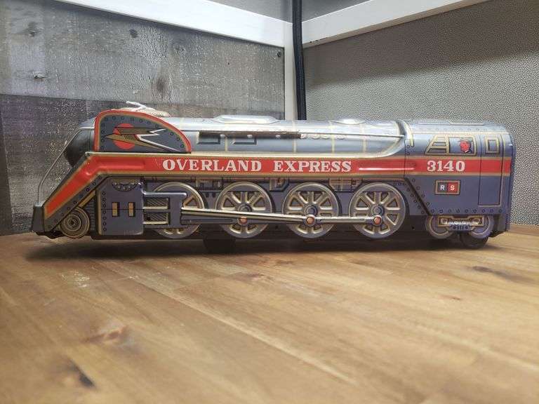 VINTAGE OVERLAND EXPRESS BATTERY-OPERATED TIN TOY TRAIN BY MODERN TOYS ...