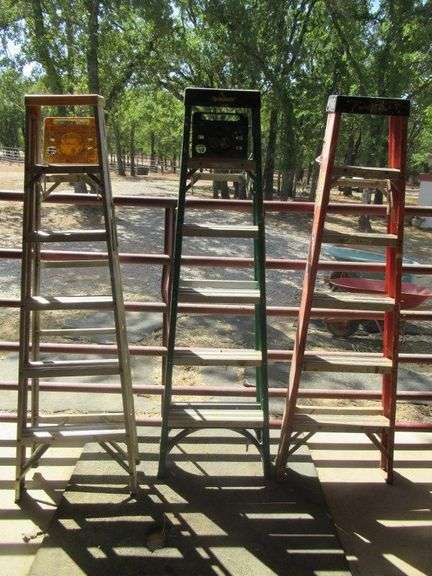 TRICAM 6FT ALUMINUM LADDER, HUSKY 6FT FIBERGLASS LADDER AND WERNER 6FT ...