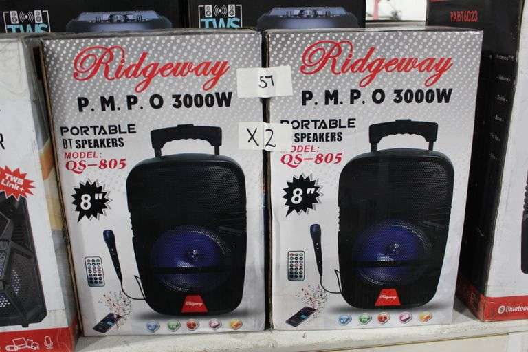 BRAND NEW RIDGEWAY 8" PORTABLE BLUETOOTH SPEAKERS MODEL NO QS-805 ...
