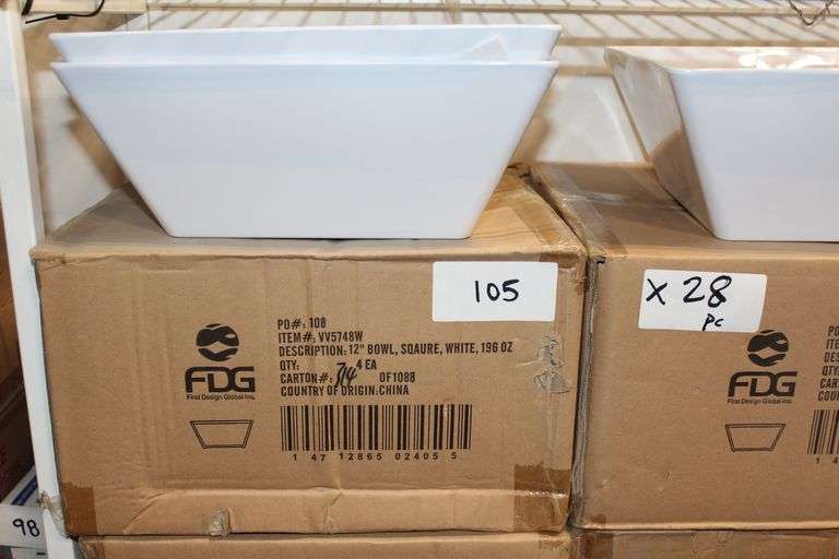 FIRST DESIGN GLOBAL WHITE PLASTIC SQUARE BOWL 9 3/8". 114 OZ - Dallas ...